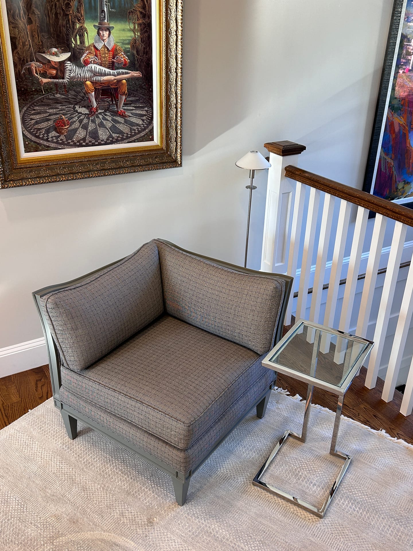 High Gloss C-Shaped Glass Top End Side Table - Hunt Estate Sales