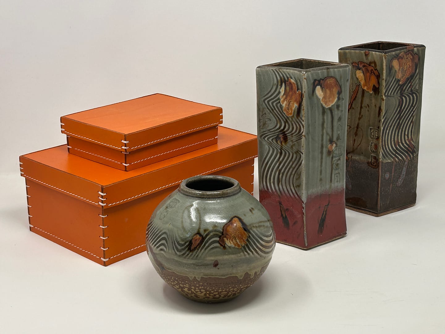 Set of Three Salt Glaze Studio Art Pottery Vases, by Dale Baucum ...