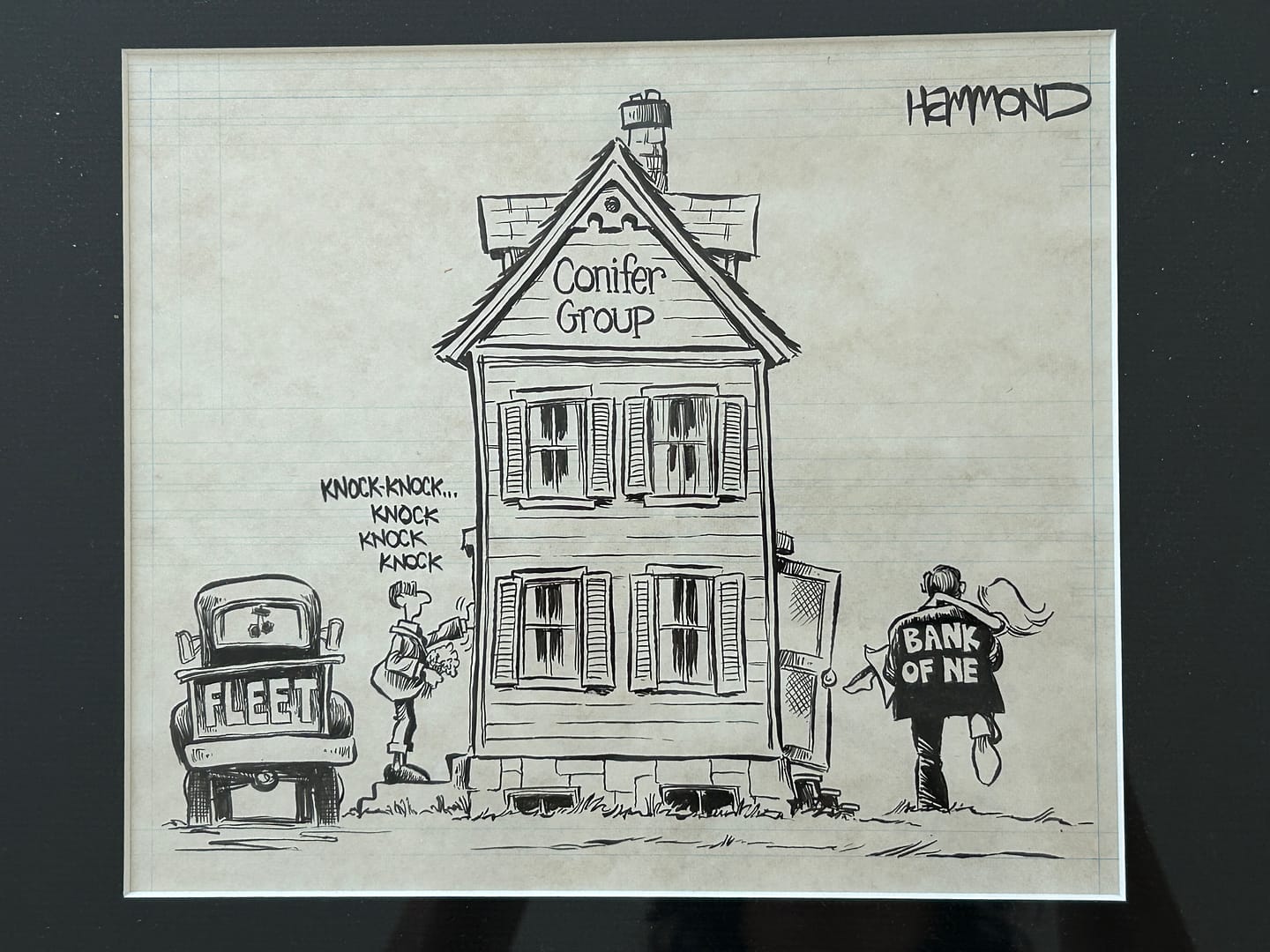Ink on Paper, Bank of New England 1986 Merger, Satire Cartoon by Bruce ...