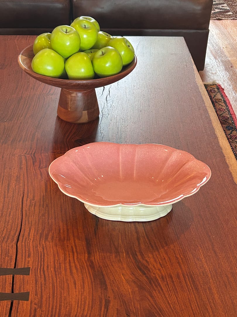 Cowan Pottery Scalloped Footed Bowl in Pink and Ivory, 13 1/2" - Hunt ...