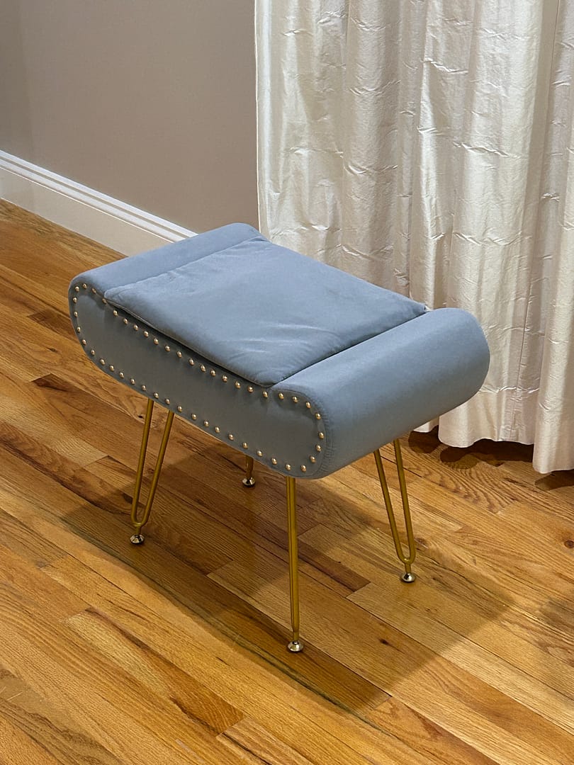 Velvet Vanity Stool with Storage - Hunt Estate Sales